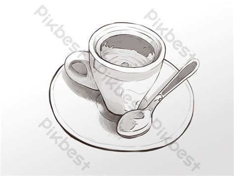 손으로 그린 선 그리기 인스턴트 커피 그림 일러스트 Png Psd 무료 다운로드 Pikbest