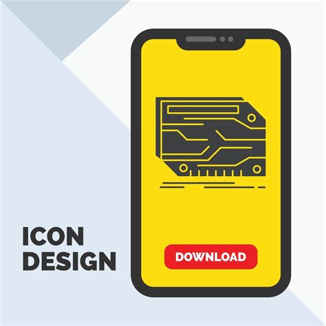 Card Component Custom Electronic Memory Glyph Icon In Mobile For Download Page Yellow