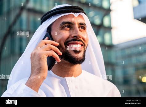 Arab Middle Eastern Man Wearing Emirati Kandora Traditional Clothing In