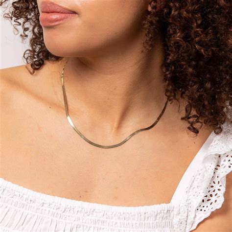 9ct Yellow Gold Herringbone Chain Necklace Gold And Diamonds