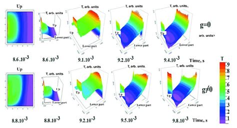 calculated dependences of the two dimensional thermal field on time