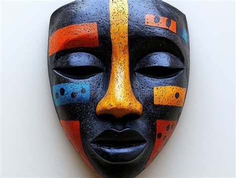 Ceramic Decorative Wall Mask Features Bold Colors And Abstract Patterns