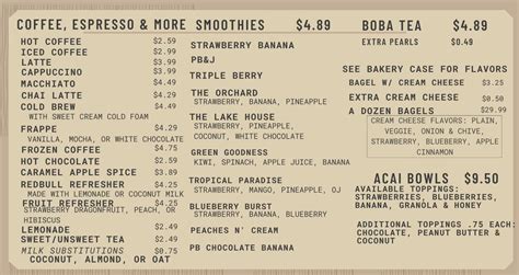 Menu The Orchard Cafe
