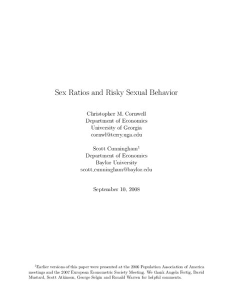 Sex Ratios And Risky Sexual Behavior