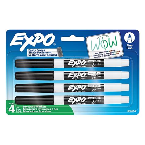 Expo Dry Erase Markers Fine Tip Black 4 Pack 86661 Image 1