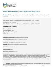 Unit 4 Application Assignment 1 Docx Medical Terminology Unit 4