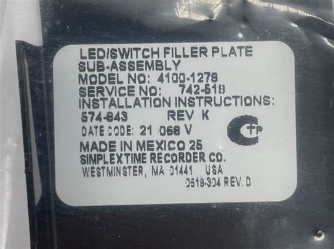 Simplex 4100 1279 Blank Display Module