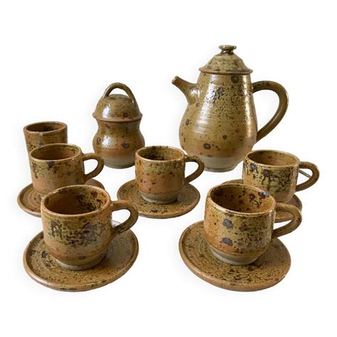Service à Café 6 Tasses Et Sous Tasses Theière Et Sucrier En Cérémique