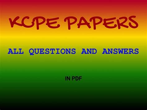 Kcpe 2012 Science Question Paper Atika School Question Paper