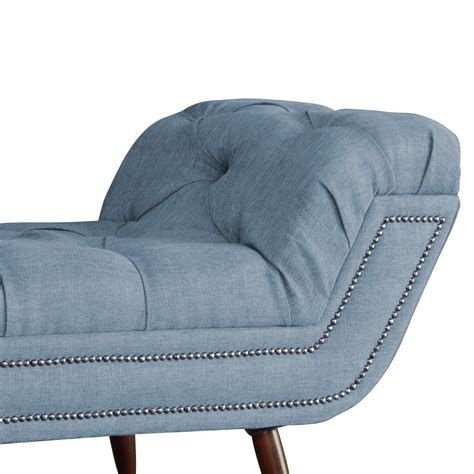 Calçadeira Recamier Sienna Linho Cores Ds Estofados Queen Azul MadeiraMadeira