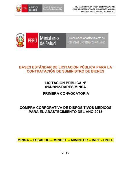 bases estándar de licitación pública para la contratación de bienes