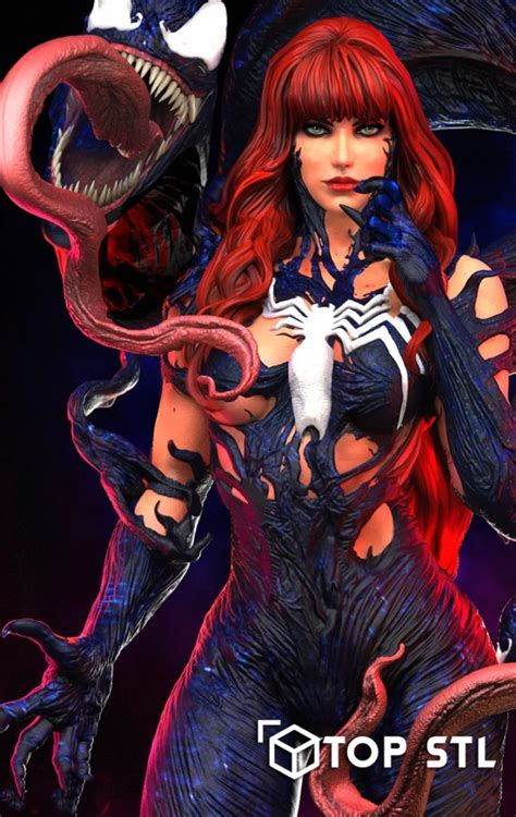 Mary Jane Venomized Stl 3d Print Model Top Stl