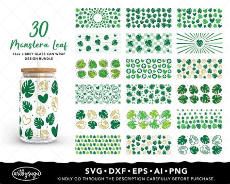 Buy Monstera Leaf Libbey Can Wrap Svg Bundle Monstera Leaves Svg