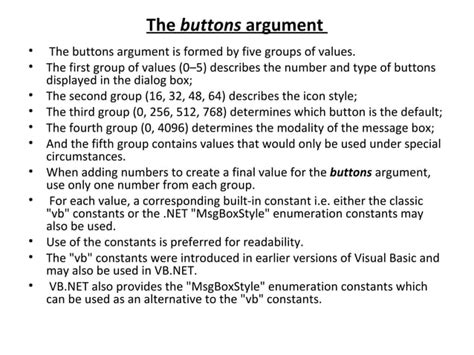The Msg Box Function And The Messagebox Class Ppt