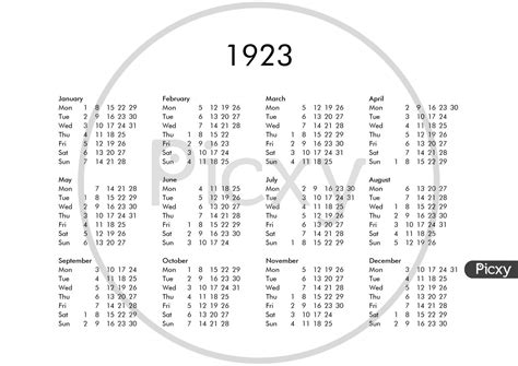 Image Of Calendar Of Year 1923 Xl667082 Picxy