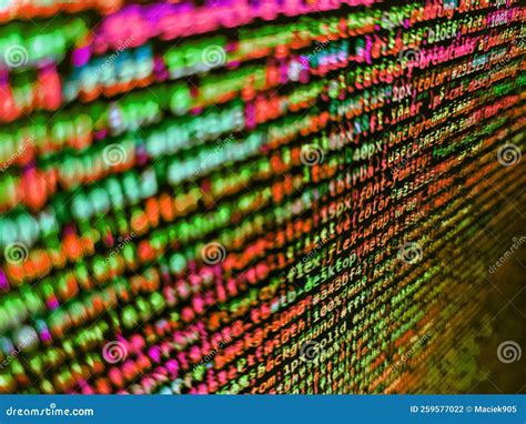 Software Developer Programming Code On Black Screen Digital Abstract Bits Data Stream Cyber