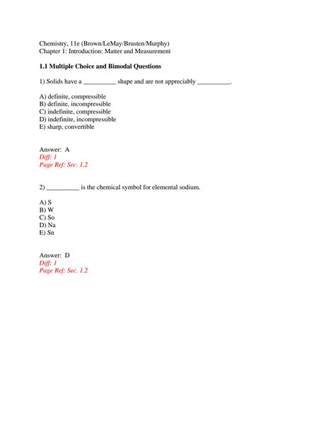 SOLUTION Matter Measurement Multiple Choice And Bimodal Questions
