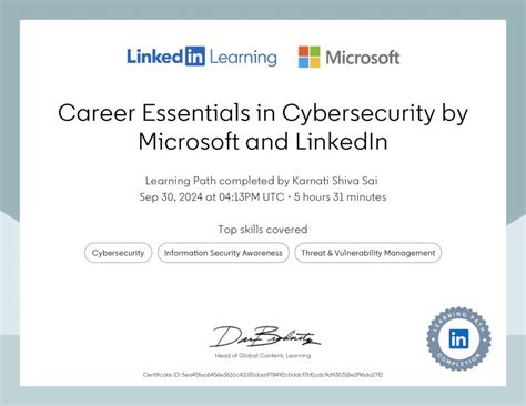Cybersecurity Careerdevelopment Microsoft Linkedinlearning Professionalgrowth