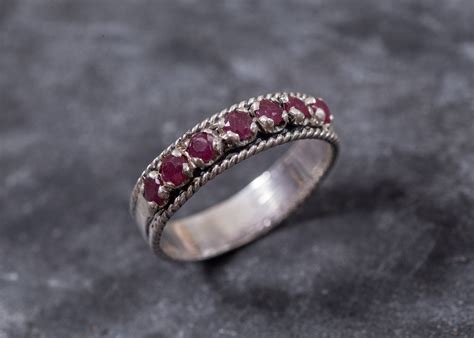 Ruby Band Natural Ruby Vintage Band Half Eternity Band Etsy