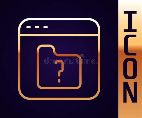 Gold Line File Missing Icon Isolated On Black Background Vector Stock
