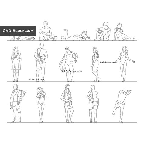 Summer People Cad Blocks Autocad Dwg