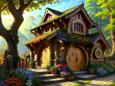 Premium Photo Fantasy Hobbit House In Tree In Fairytale Forest