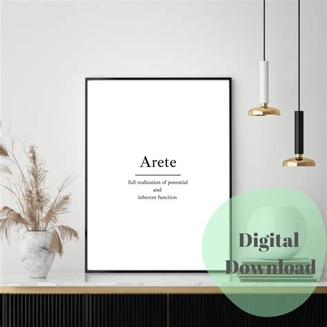 Arete Simple Definition Printable Poster Print At Home Digital