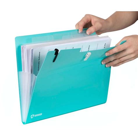 Marbig Professional Antimicrobial Expanding File 6 Pockets Pp A4 Aqua