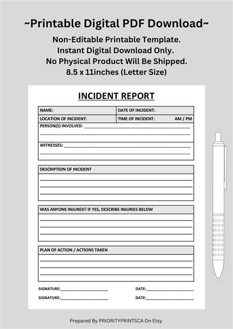 Incident Report Health And Safety Business Report Incident Log Sheet