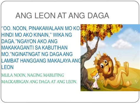 Ang Pabula Ng Daga At Ang Leon Kwento