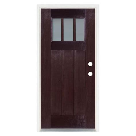 Mp Doors 36 In X 80 In Dark Walnut Left Hand Inswing 3 Lite Frosted