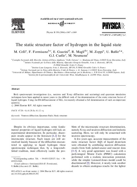 Pdf The Static Structure Factor Of Hydrogen In The Liquid State