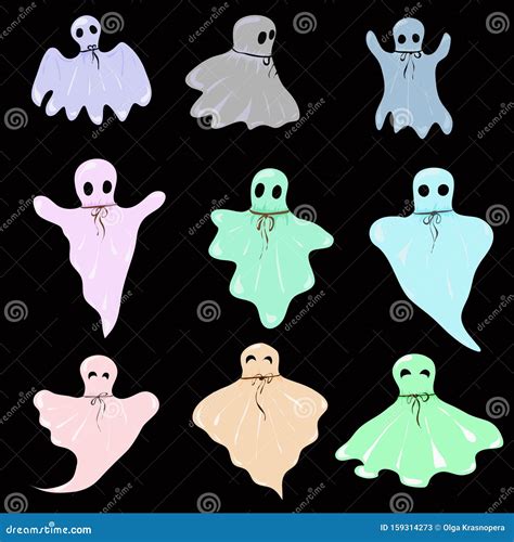 Halloween Ghosts Ghostly Monster With Boo Scary Face Shape Stock