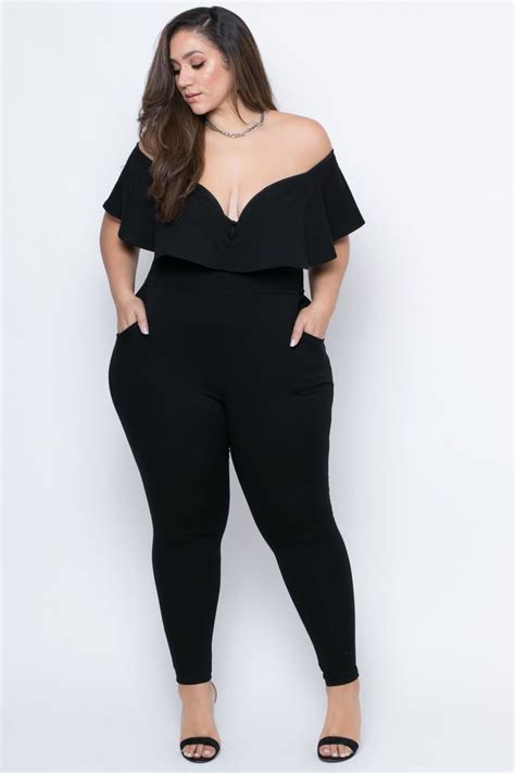 Plus Size Frill Jumpsuit Black Plus Size Fashion For Women Plus