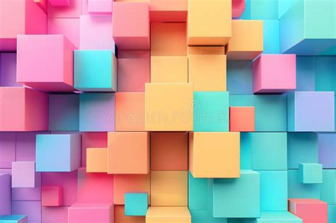 Vibrant 3d Render Of Multicolored Cubes With A Modern Abstract Pattern
