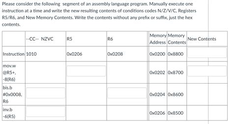 solved please consider the following segment of an assembly