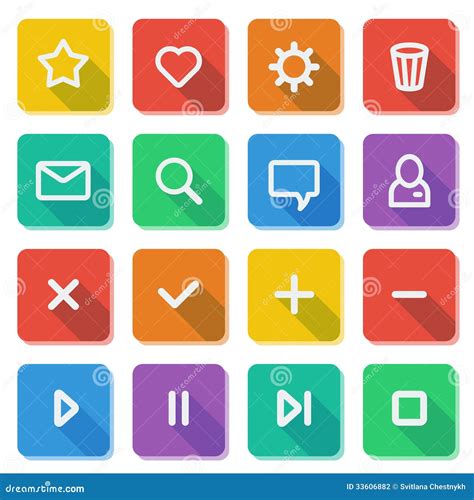 flat ui design elements set of basic web icons stock vector