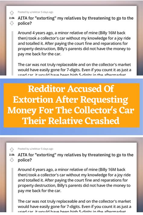 Redditor Accused Of Extortion After Requesting Money For The Collector