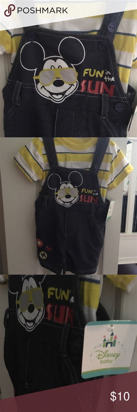 Disney Mickey Mouse Overall Shorts With Tee Overall Shorts Disney