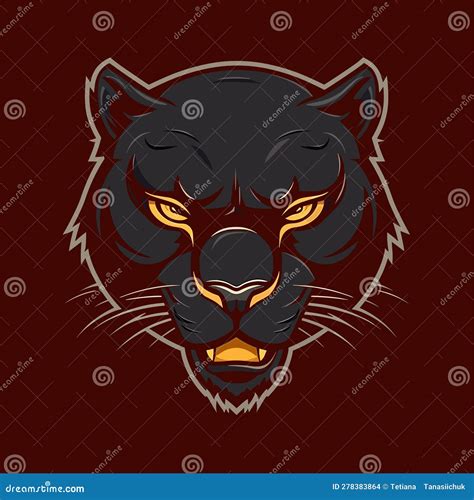 Vector De Una Cabeza De Pantera Enojada Sobre Fondo Rojo Animales