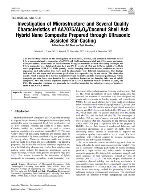Pdf Investigation Of Microstructure And Several Quality Characteristics Of Aa7075 Al2o3