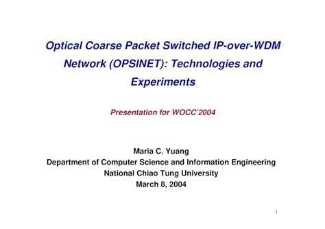 Pdf Optical Coarse Packet Switched Ip Over Wdm Network · Nctucsieexcel Proj • Director