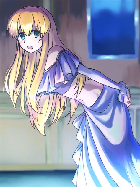 Safebooru 1girl D Aldnoahzero Aqua Eyes Arm Behind Back Asseylum Vers Allusia Bent Over