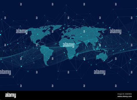 Global Network Connections With Points And Lines Wireframe Background Abstract Connection