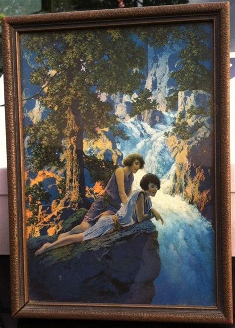 Maxfield Parrish 1930 Print Waterfall Vivid Color Crisp Detail Original Frame 1807980377