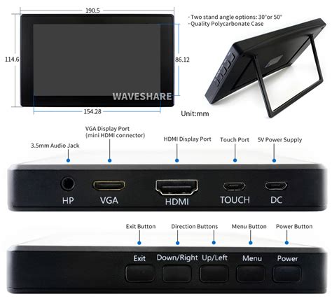 Waveshare 7inch Hdmi Lcd H With Case For Raspberry Pi Jetson Nano