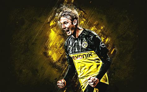 줄리안 브란트 보루시아 도르트문트 독일 축구 선수 BVB 초상화 노란색 돌 배경 분데스리가 독일 해상도