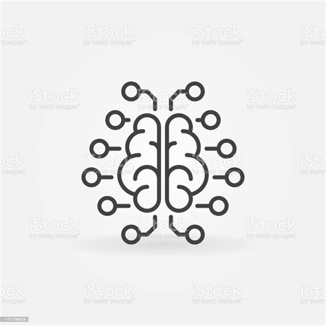 Icône De Contour Du Vecteur Cérébral De Lintelligence Artificielle