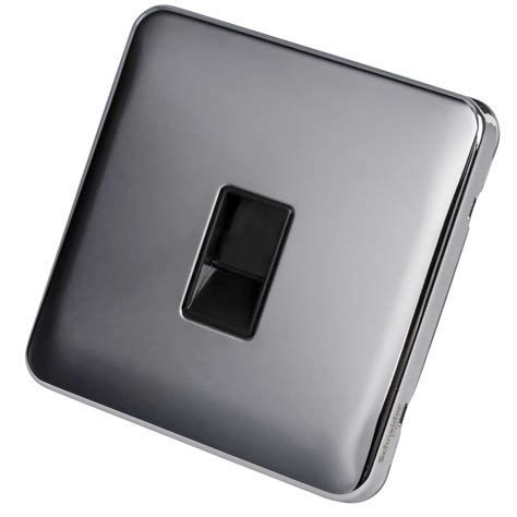 Schneider Lisse Deco 1 Gang Rj45 Cat5e Socket Black Insert Polished Chrome Ggbl7071c5bpcs Cef