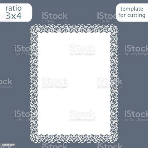 레이저 컷된 결혼식 초대 카드 템플릿 비쳐 테두리 레이스 패턴 종이 카드를 잘라 커팅 플로터에 대 한 인사말 카드 서식 파일입니다 벡터입니다 결혼식에 대한 스톡 벡터 아트